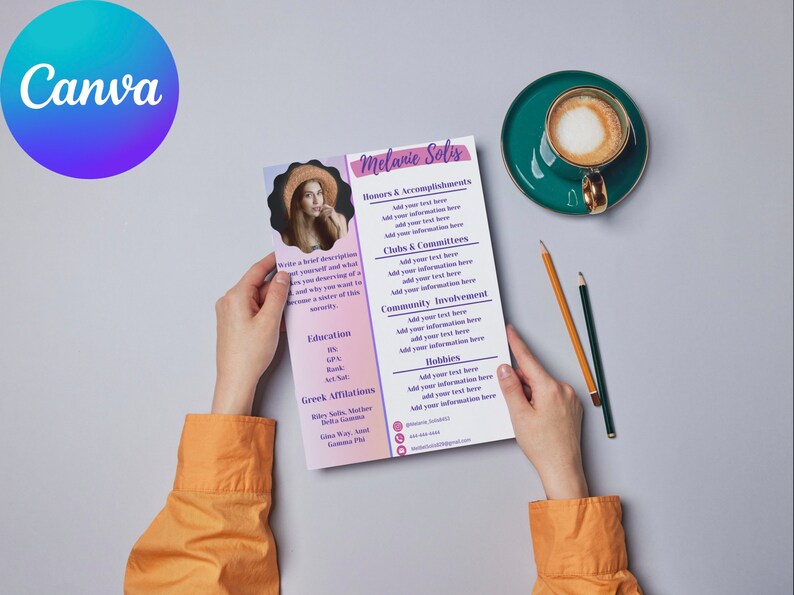 Sorority Resume Template, Sorority Resume Template With Picture ...