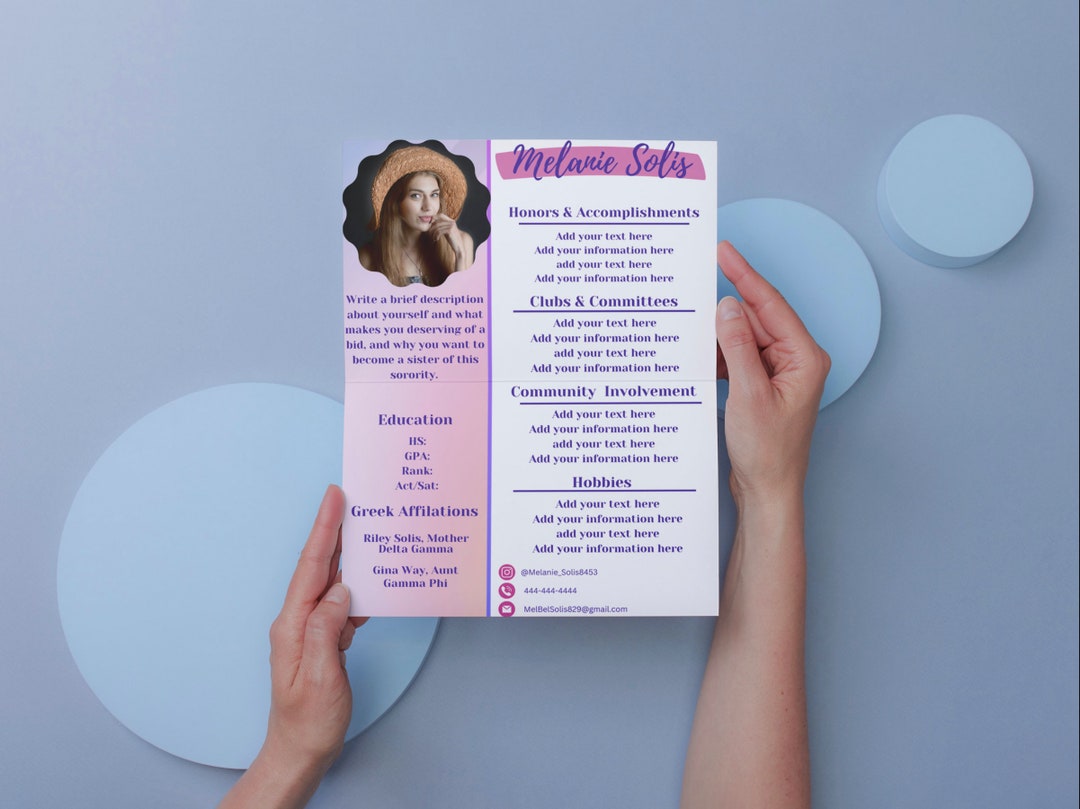 Sorority Resume Template, Sorority Resume Template With Picture ...