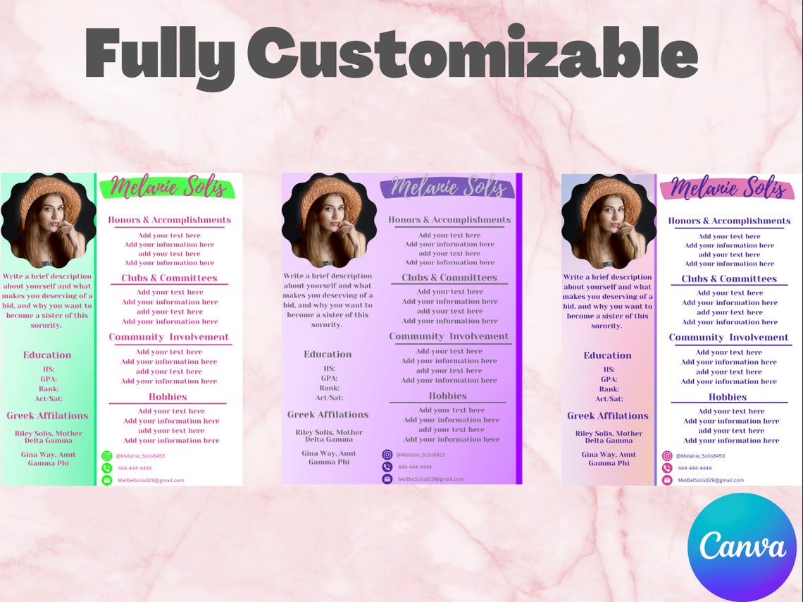 Sorority Resume Template, Sorority Resume Template With Picture ...
