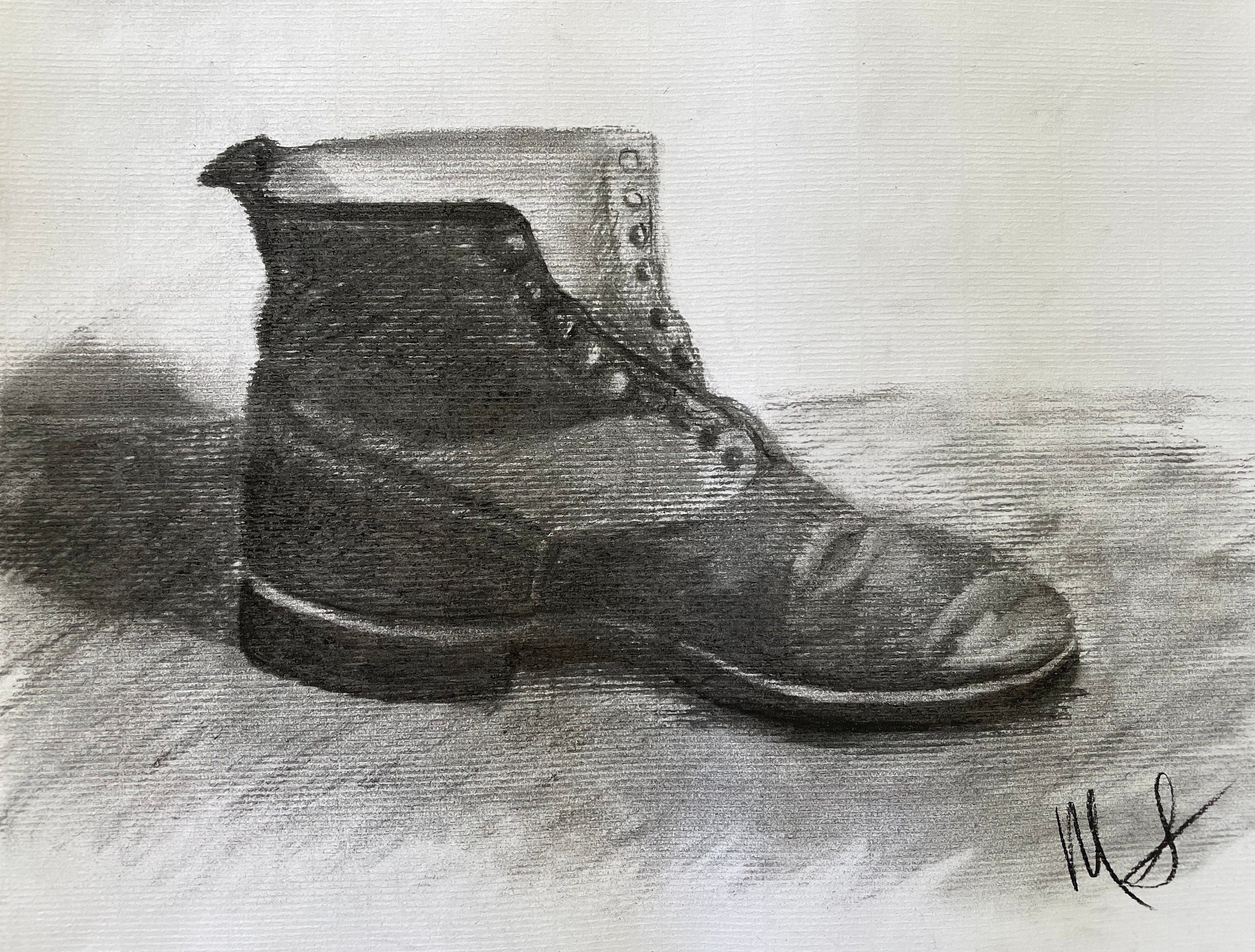 Old Boot- Still Life Tone Sketch - Etsy