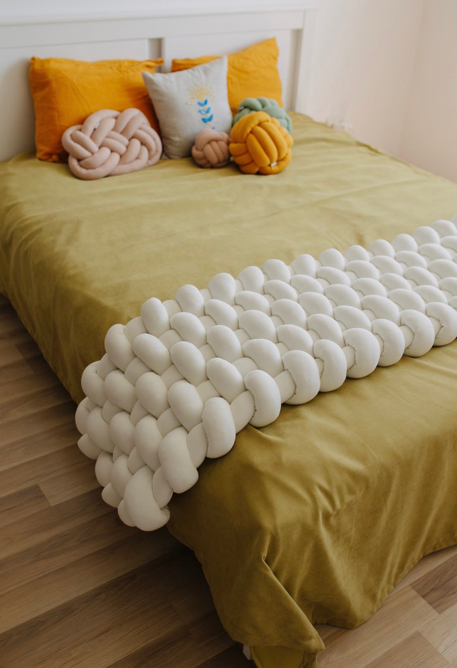 Bed Runner Custom Size Braided King Bedding Scarf Throw Knitted ...
