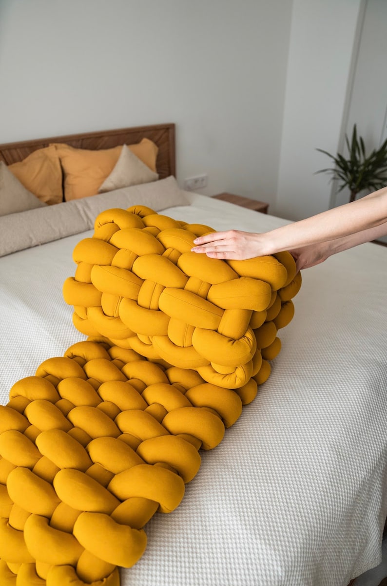 Bed Runner Custom Size Braided King Bedding Scarf Throw Knitted ...