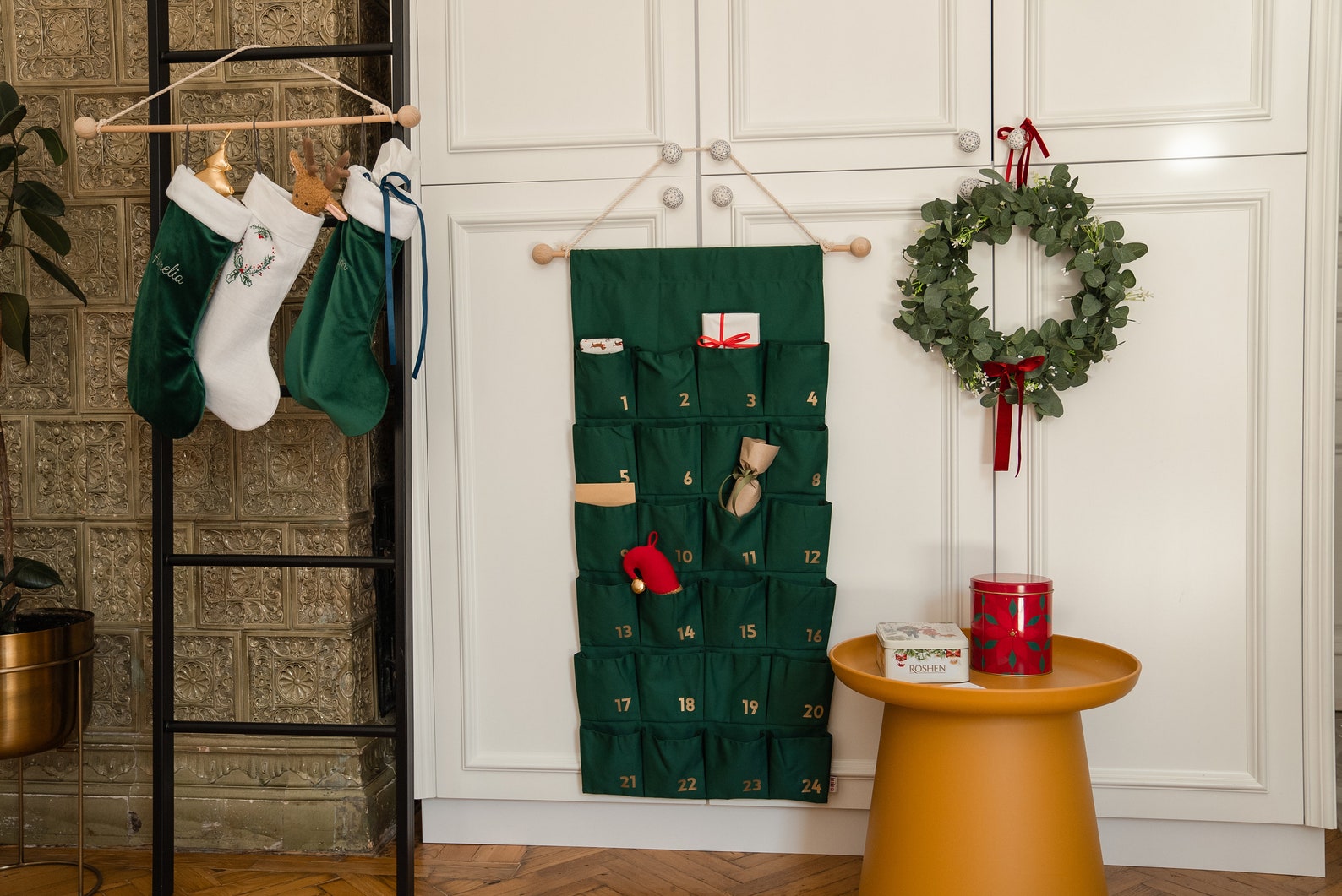 Modern Canvas Advent With 24 Pockets Countdown to Christams Advent ...