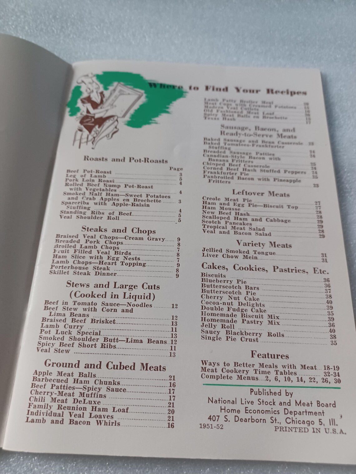 Meat Recipes for the Family Chef - 1951-1952 Vintage Cook Book - Etsy