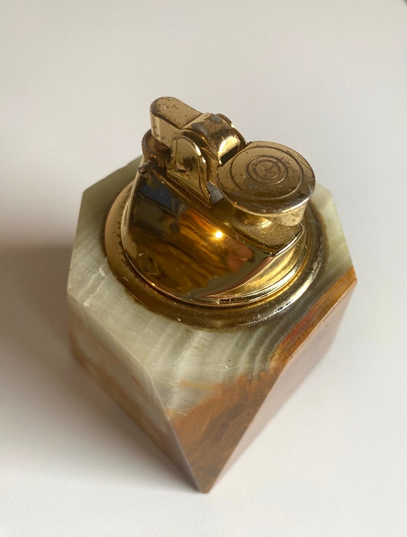 Vintage Flame Crest Onyx Table Lighter Marble Stone Lighter - Etsy