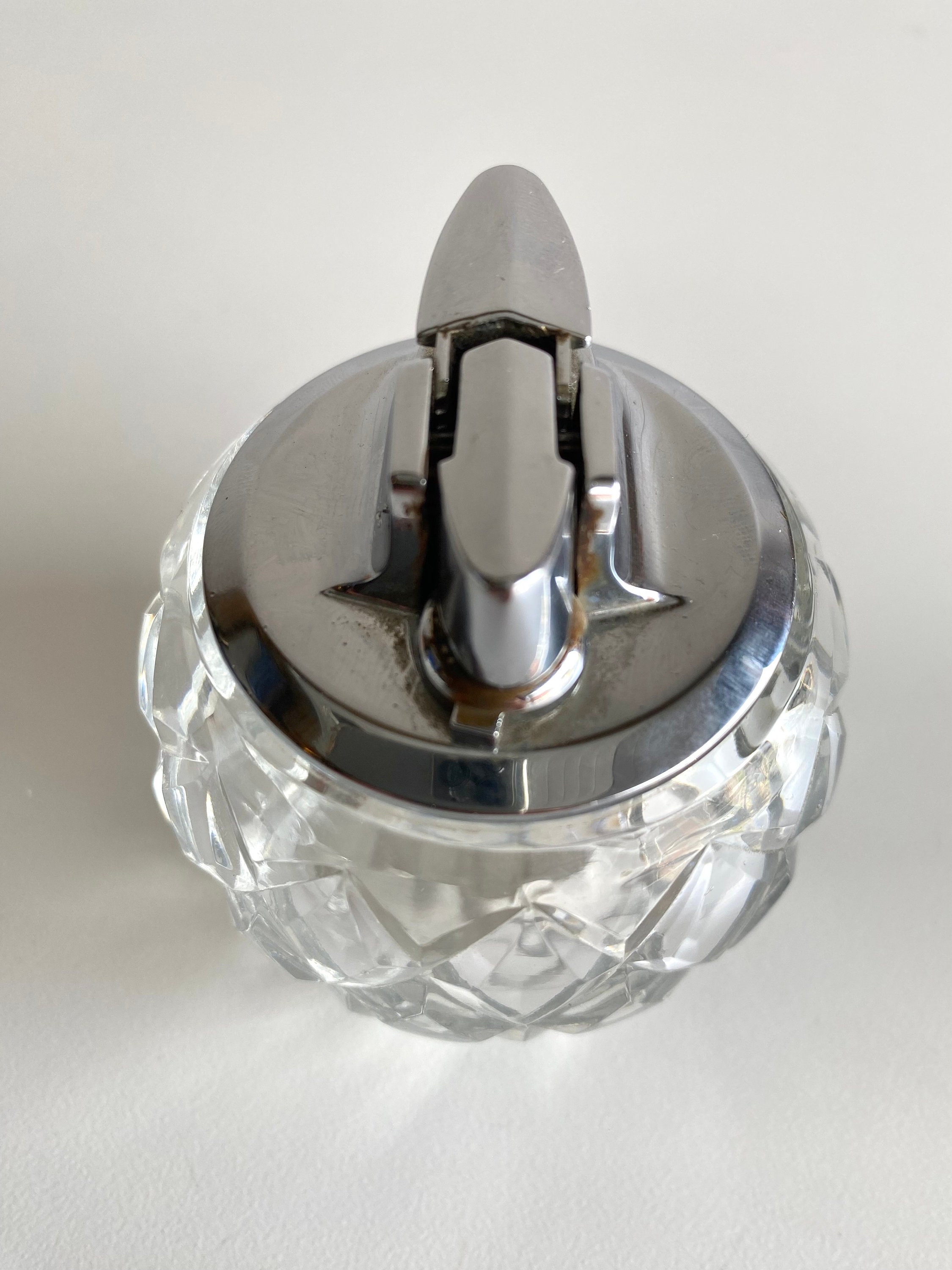 Vintage Crystal Table Lighter Diamond Cut Smoking Accessories Gas ...