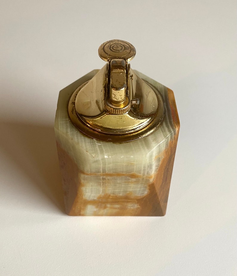 Vintage Flame Crest Onyx Table Lighter Marble Stone Lighter - Etsy