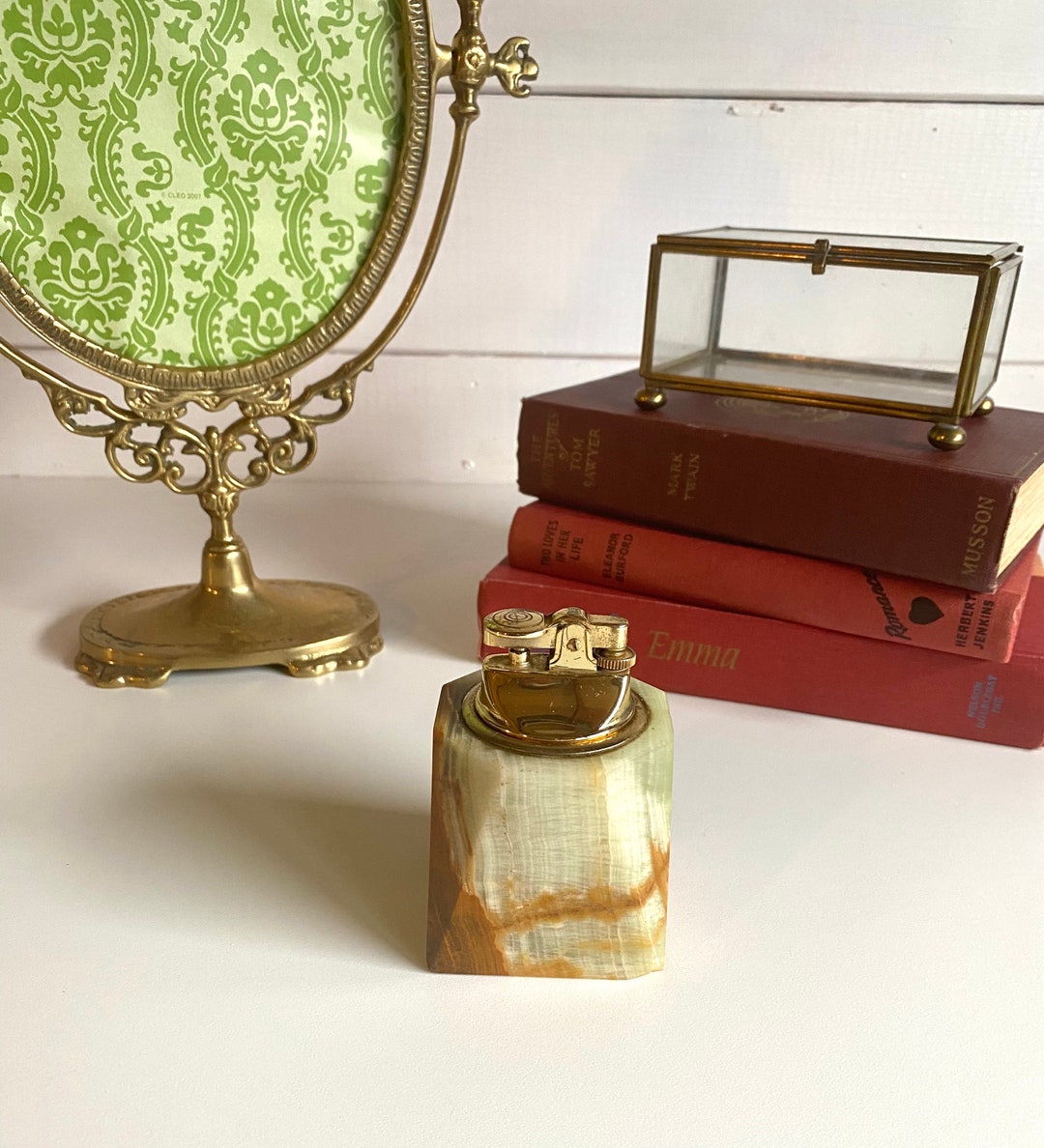 Vintage Flame Crest Onyx Table Lighter Marble Stone Lighter - Etsy