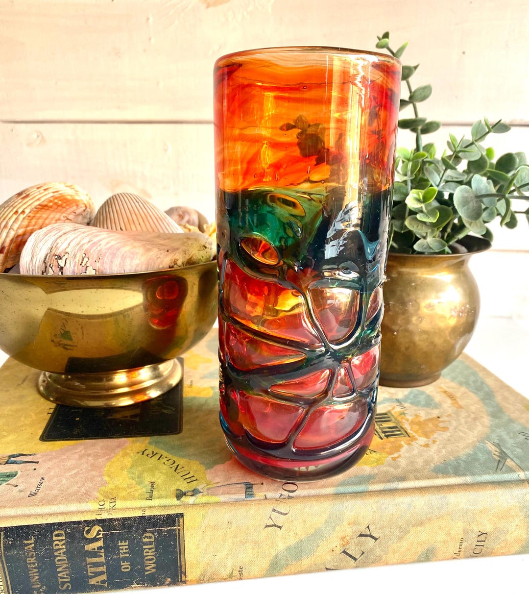 Vintage Mdina Glass Maltese Vase Trailed Textured Art Glass Home Decor ...