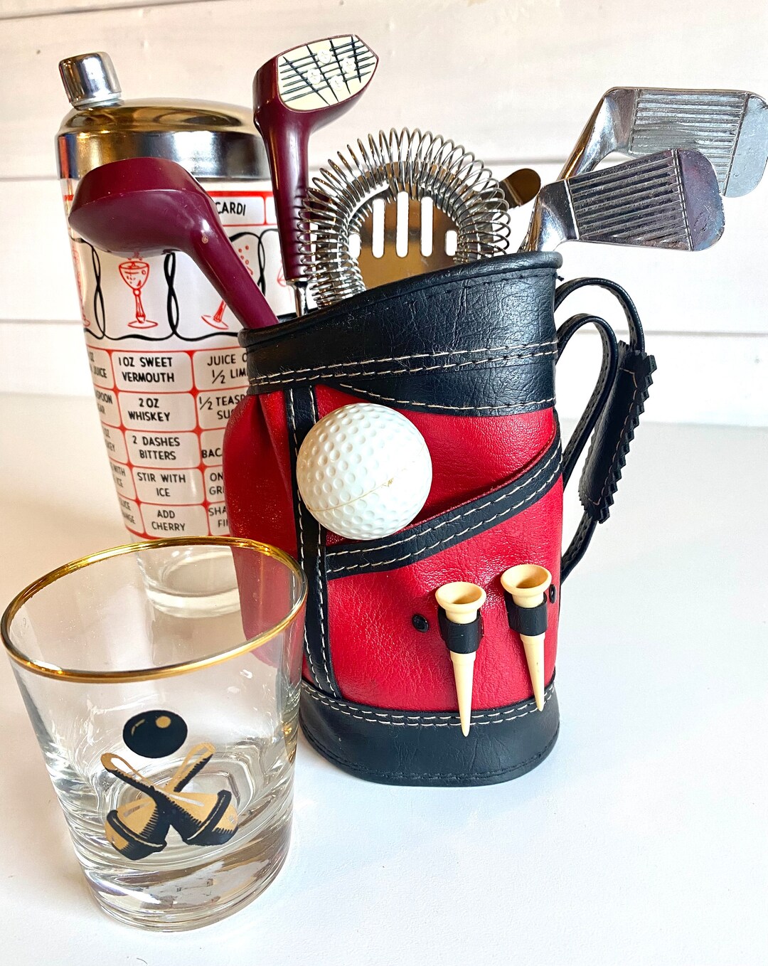 Vintage Golf Club Barware Set | Utensil Set | MCM | Bar Tool Set | 7 ...