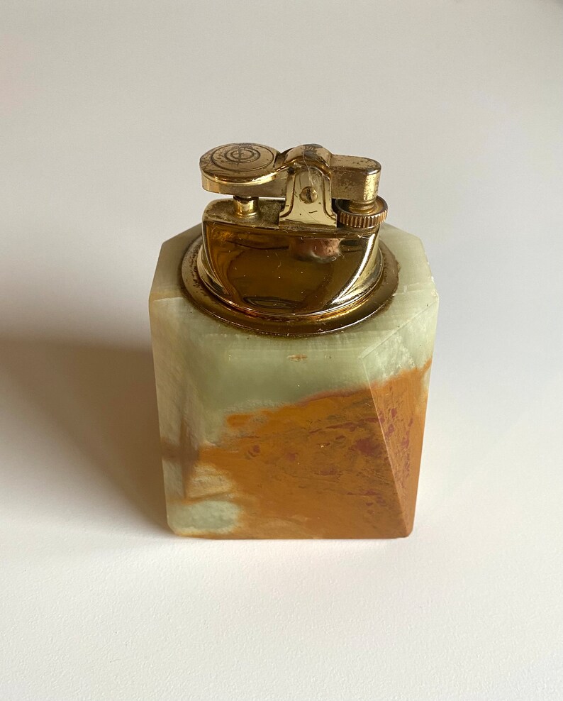 Vintage Flame Crest Onyx Table Lighter Marble Stone Lighter - Etsy