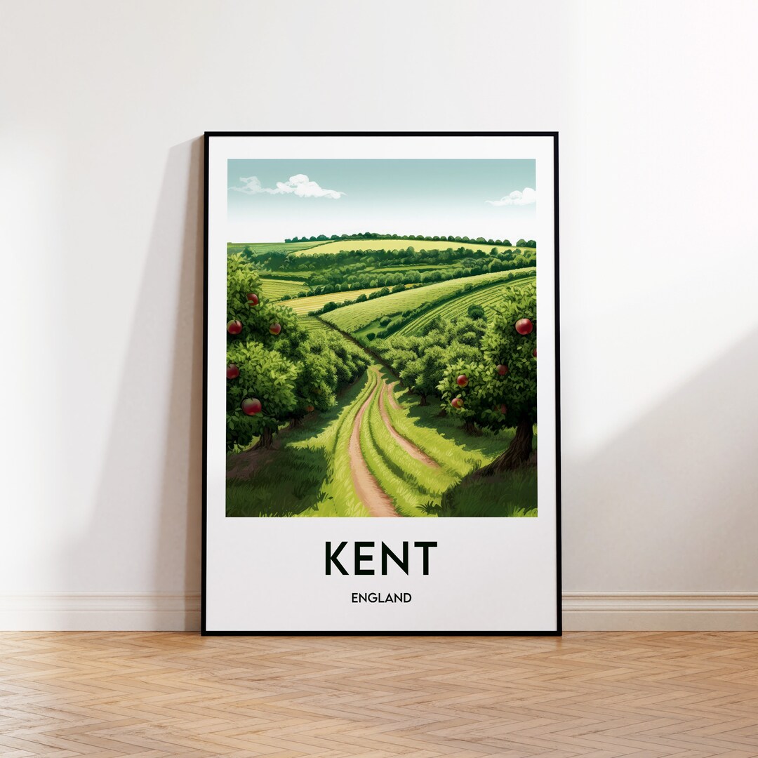 Kent Print, East Kent Poster, Kent Illustration, Kent England Gift ...