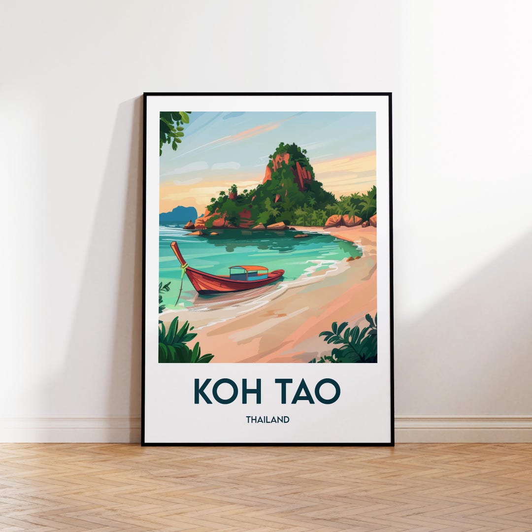 Koh Tao Poster, Koh Tao Kunstdruck, Koh Tao Thailand, Vintage ...