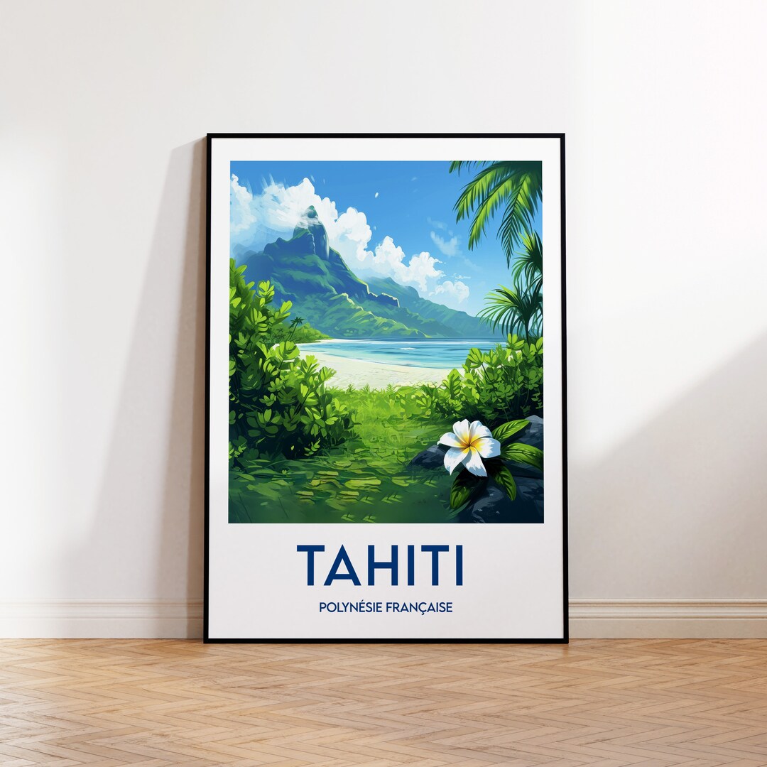 Tahiti Poster, Tahiti Art Print, French Polynesia, Vintage Travel ...