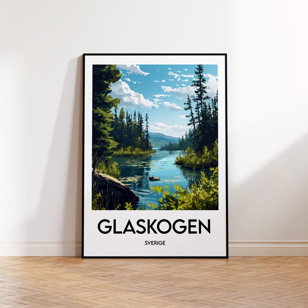 Glaskogen Poster, Glaskogen Art Print, Glaskogen Sverige, Vintage ...