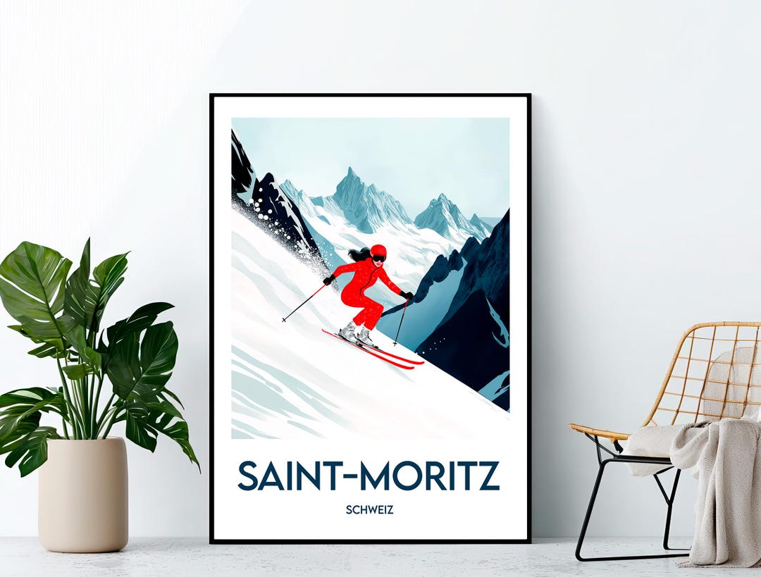 Saint-moritz Poster SKI, Saint Moritz Art Print, Switzerland Saint ...