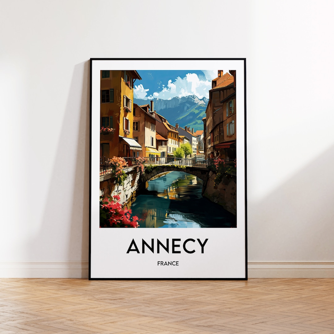 Annecy Reiseposter, Annecy Kunstdruck, Lake Annecy Illustration, Annecy ...