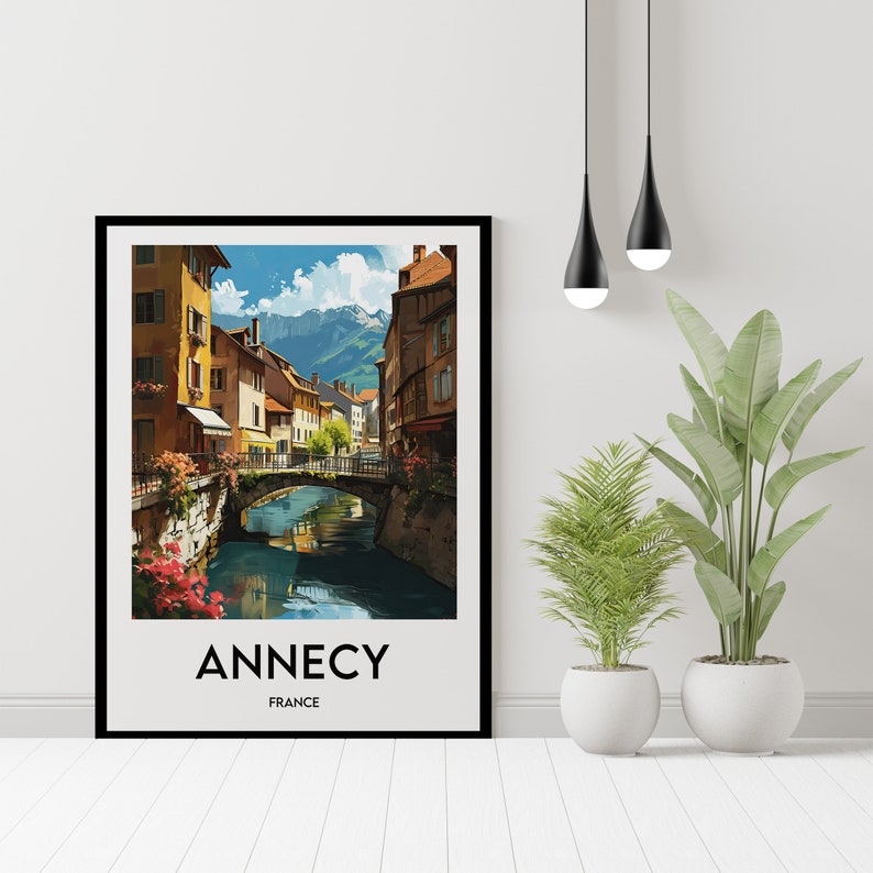 Annecy Travel Poster, Annecy Art Print, Lake Annecy Illustration ...