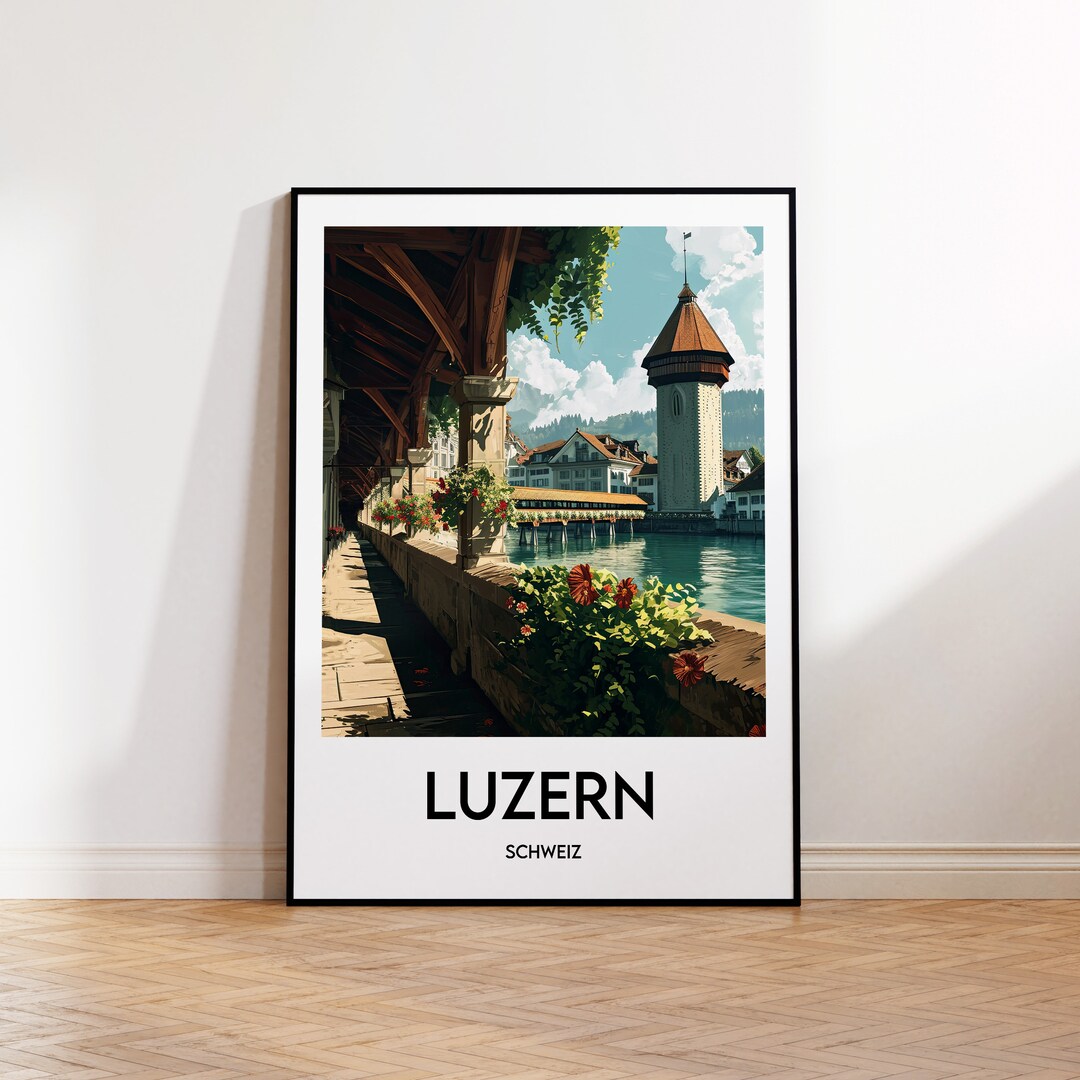 Luzern Travel Poster, Luzern Art Print, Lucerne Switzerland, Schweiz ...