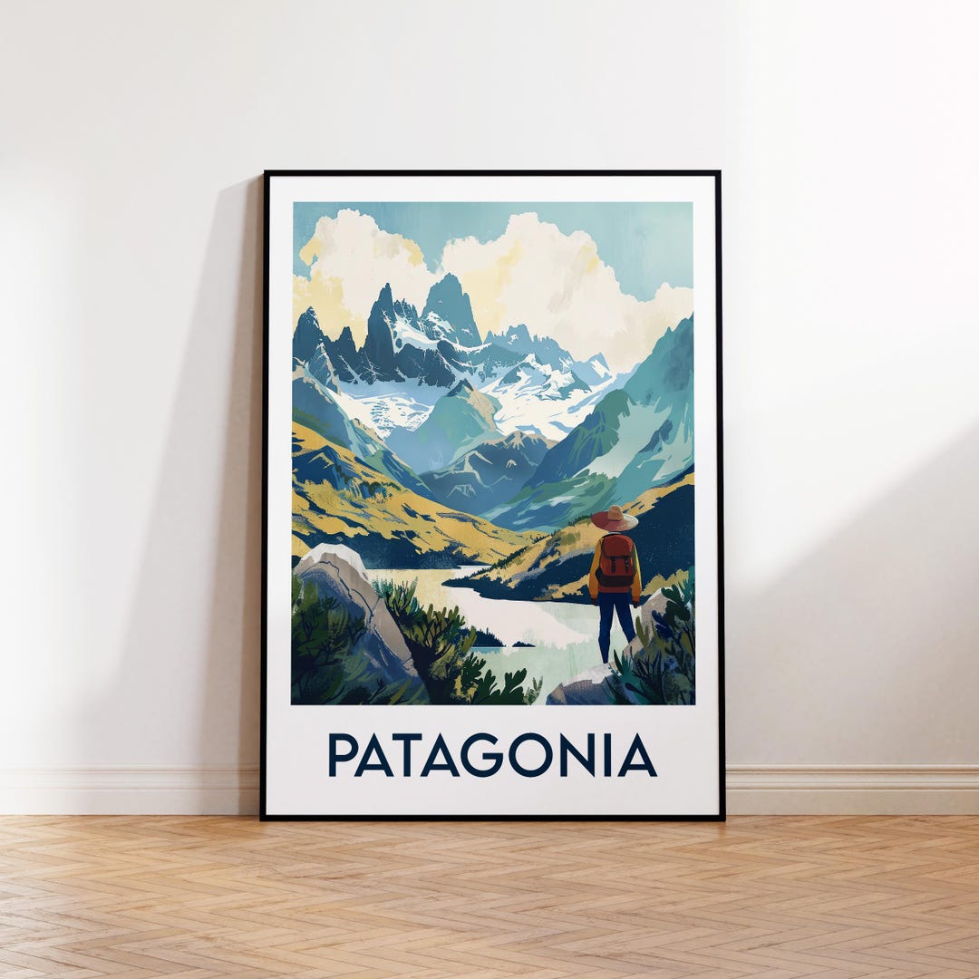 Patagonia Poster, Patagonia Chile Print, Patagonia Illustration ...