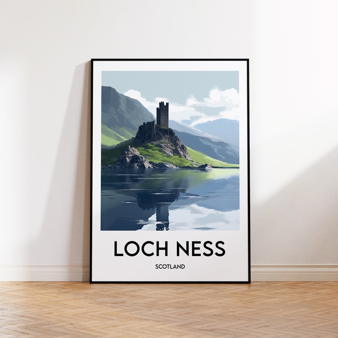 Loch Ness Poster, Loch Ness Print, Ness Lake Illustration, Scotland ...