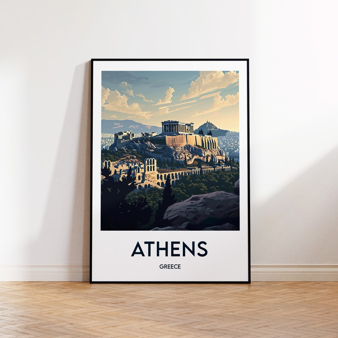 Athens Poster, Athens Art Print, Athens Illustration, Vintage Travel ...