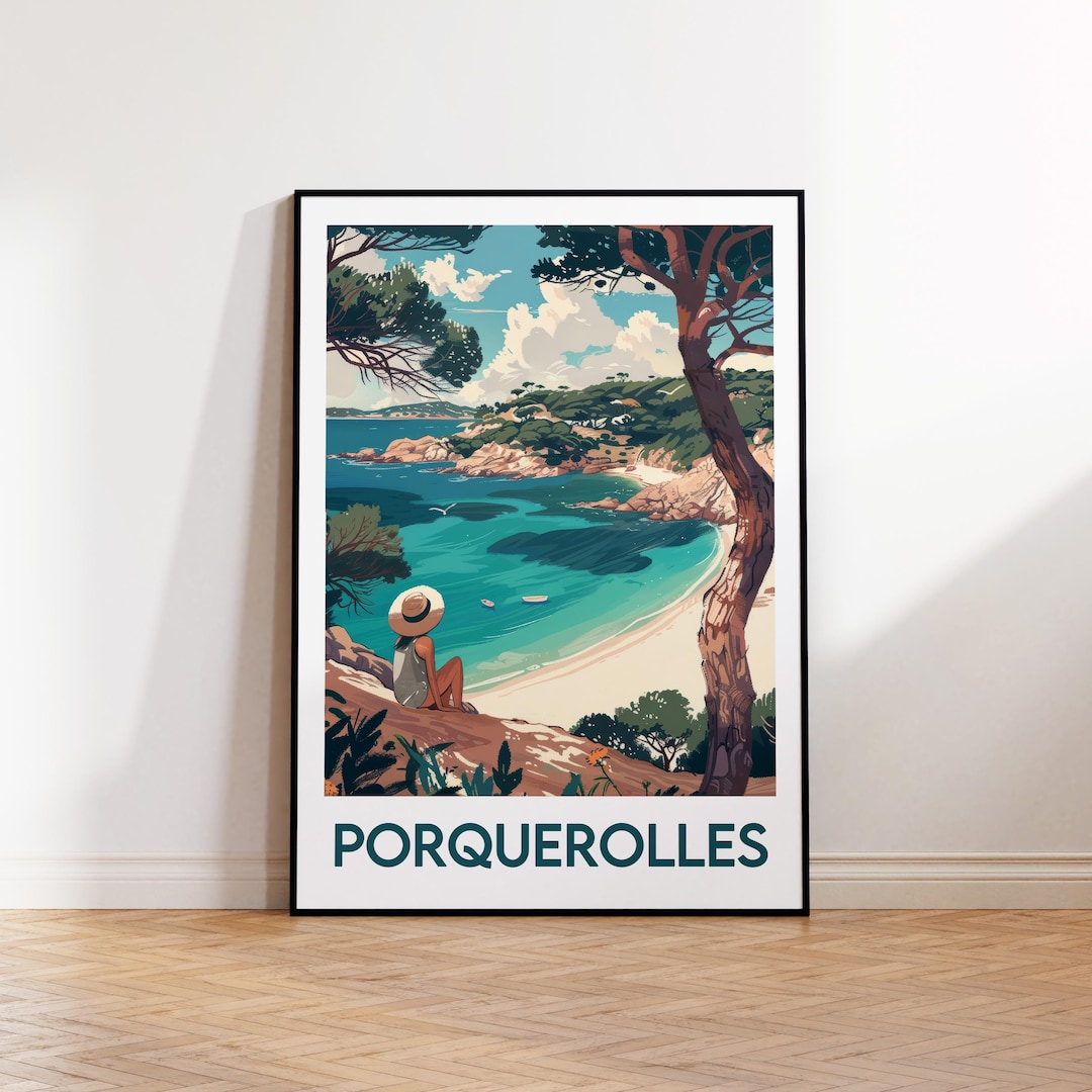 Porquerolles Poster, Porquerolles Art Print, Porquerolles Island Customizable, Vintage Travel ...