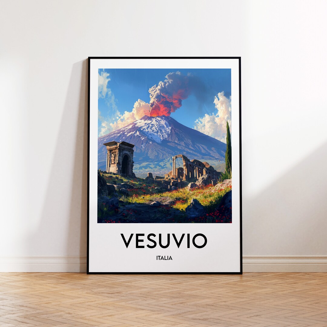 Vesuvio Travel Poster, Vesuvio Italia Print, Vesuvius Italy, Mount ...