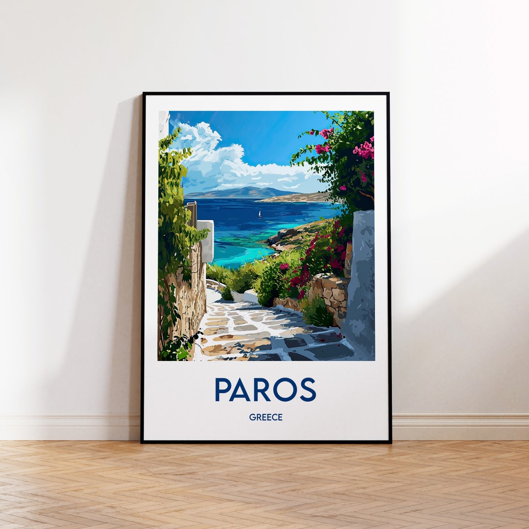 Paros Travel Poster, Paros Art Print, Paros Greece, Paros Gift, Vintage ...