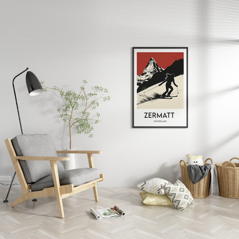 Zermatt Poster, Zermatt Art Print, Zermatt Switzerland SKI RESORT ...