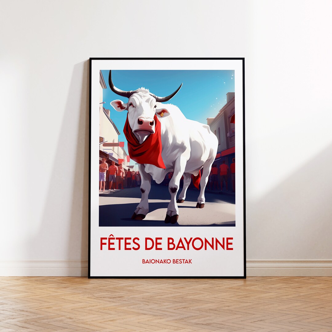 Bayonne Festival Print, Bayonne Poster, Feria Wall Art, Basque Retro ...