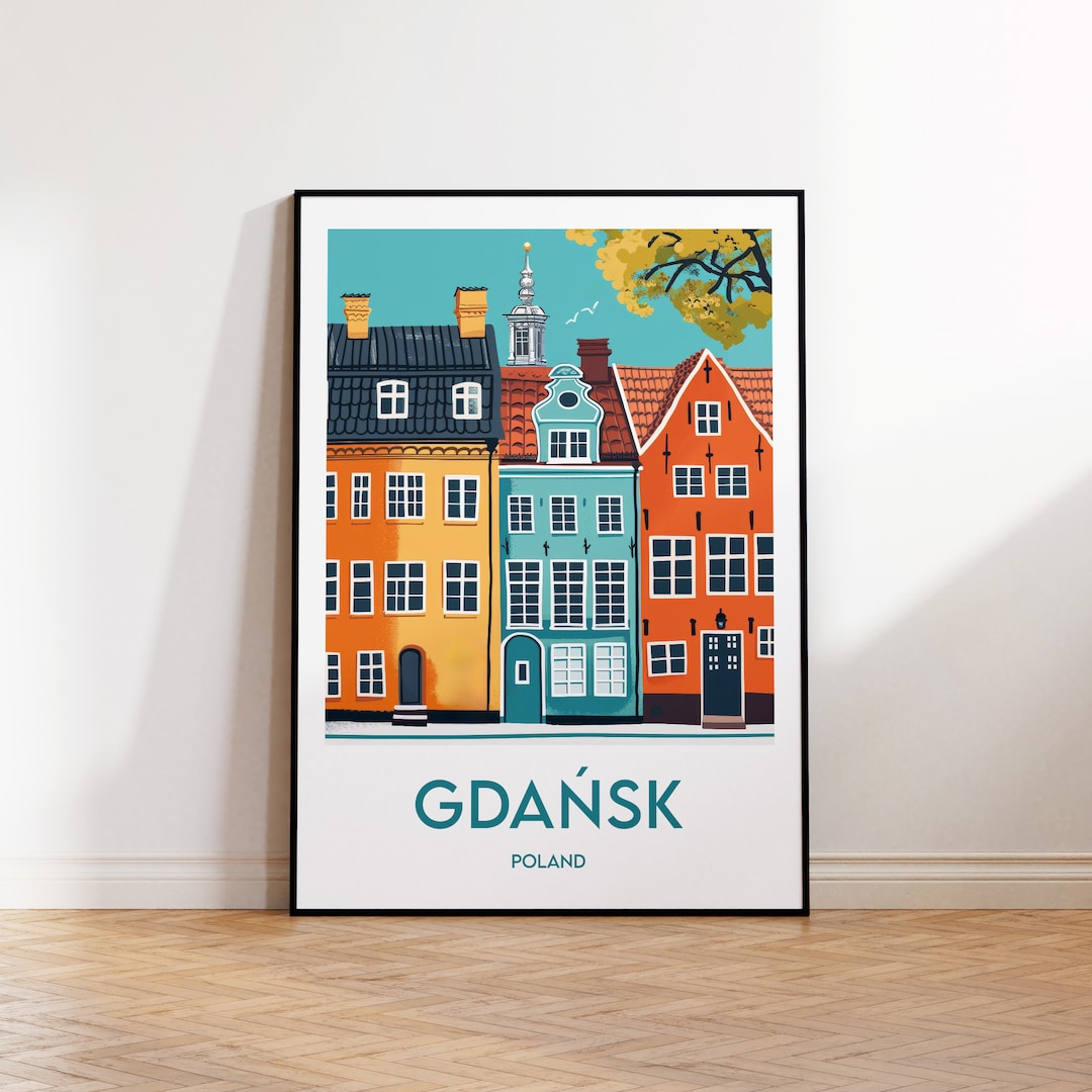 Gdańsk Poster, Gdansk Art Print Gdansk, Poland Illustration, Vintage ...