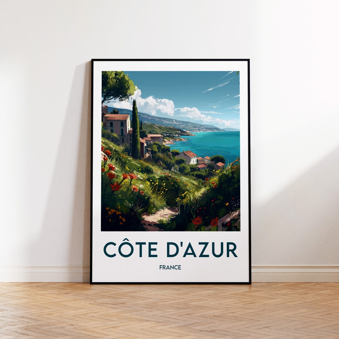 Cote D'azur Print, French Riviera Poster, Saint Tropez Wall Art, Côté D'azur Retro Travel Poster ...