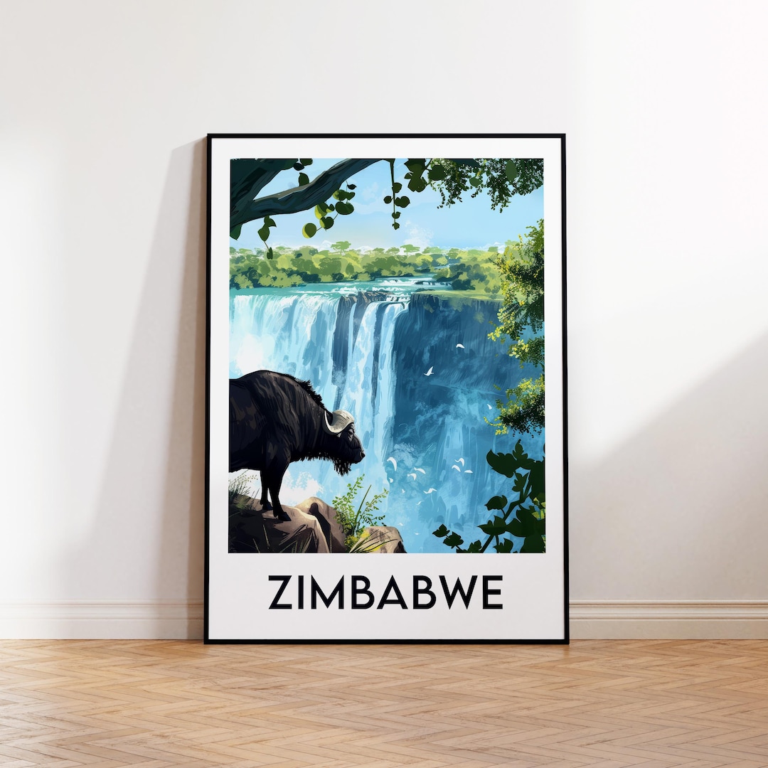 Zimbabwe Poster, Zimbabwe Art Print, Zimbabwe Victoria Falls, Vintage ...