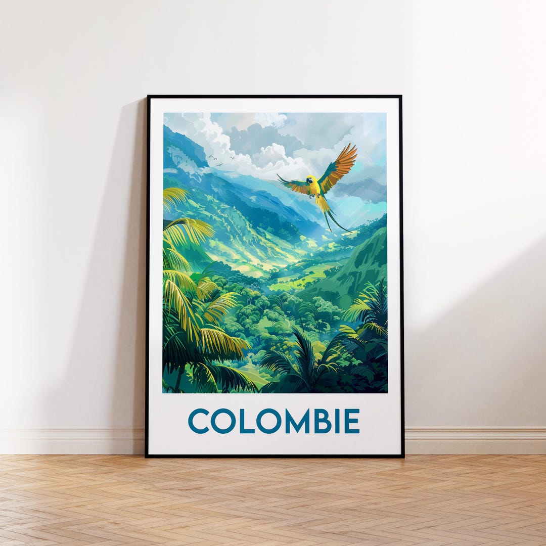 Colombia Poster, Colombia Poster, Colombia Art Print, Colombia Parrot ...
