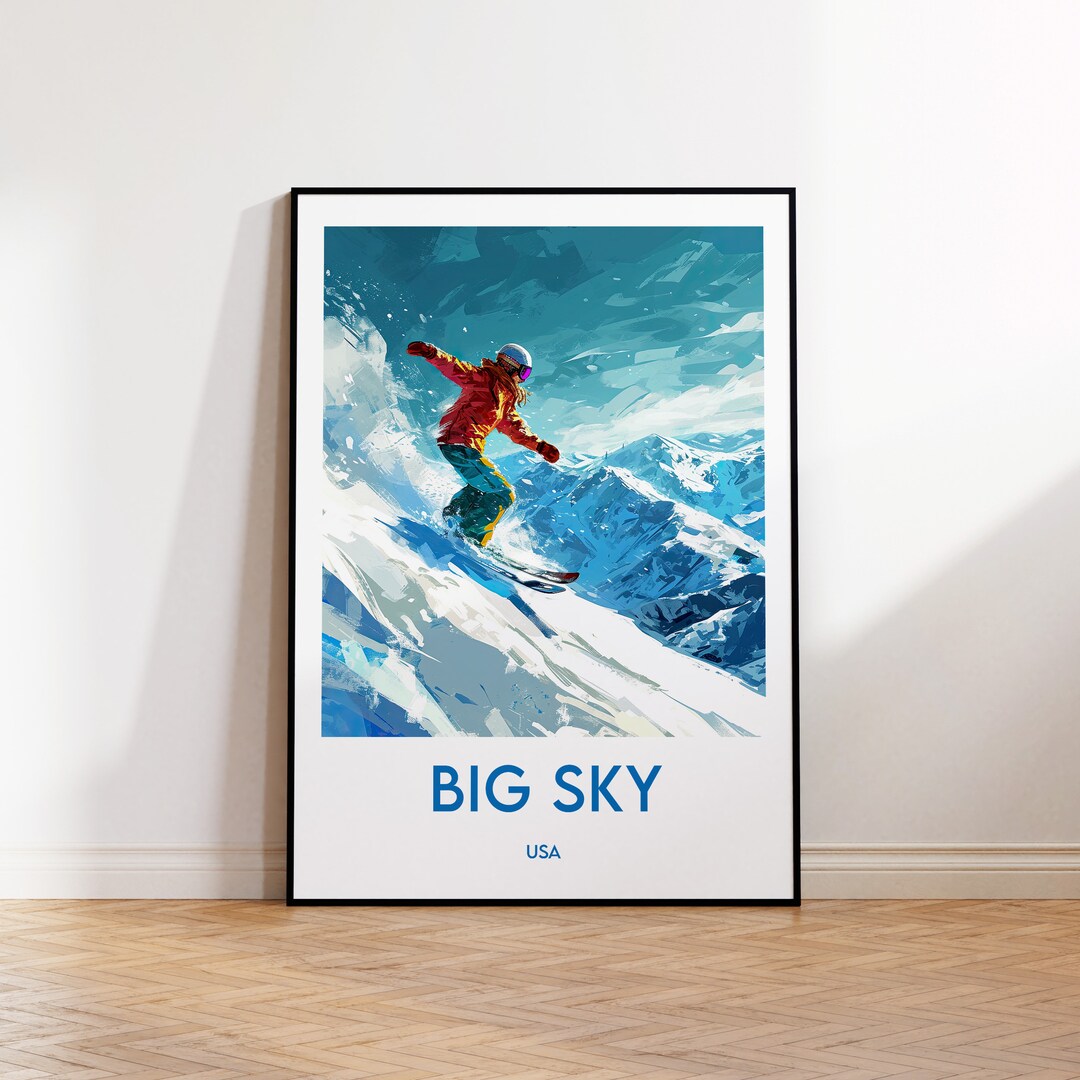 Big Sky Poster, Big Sky Art Print, Big Sky United States SKI, Vintage ...
