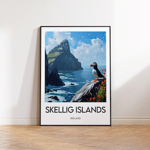 Skellig Island Travel Poster, Skellig Island Art Print, Skellig Islands ...