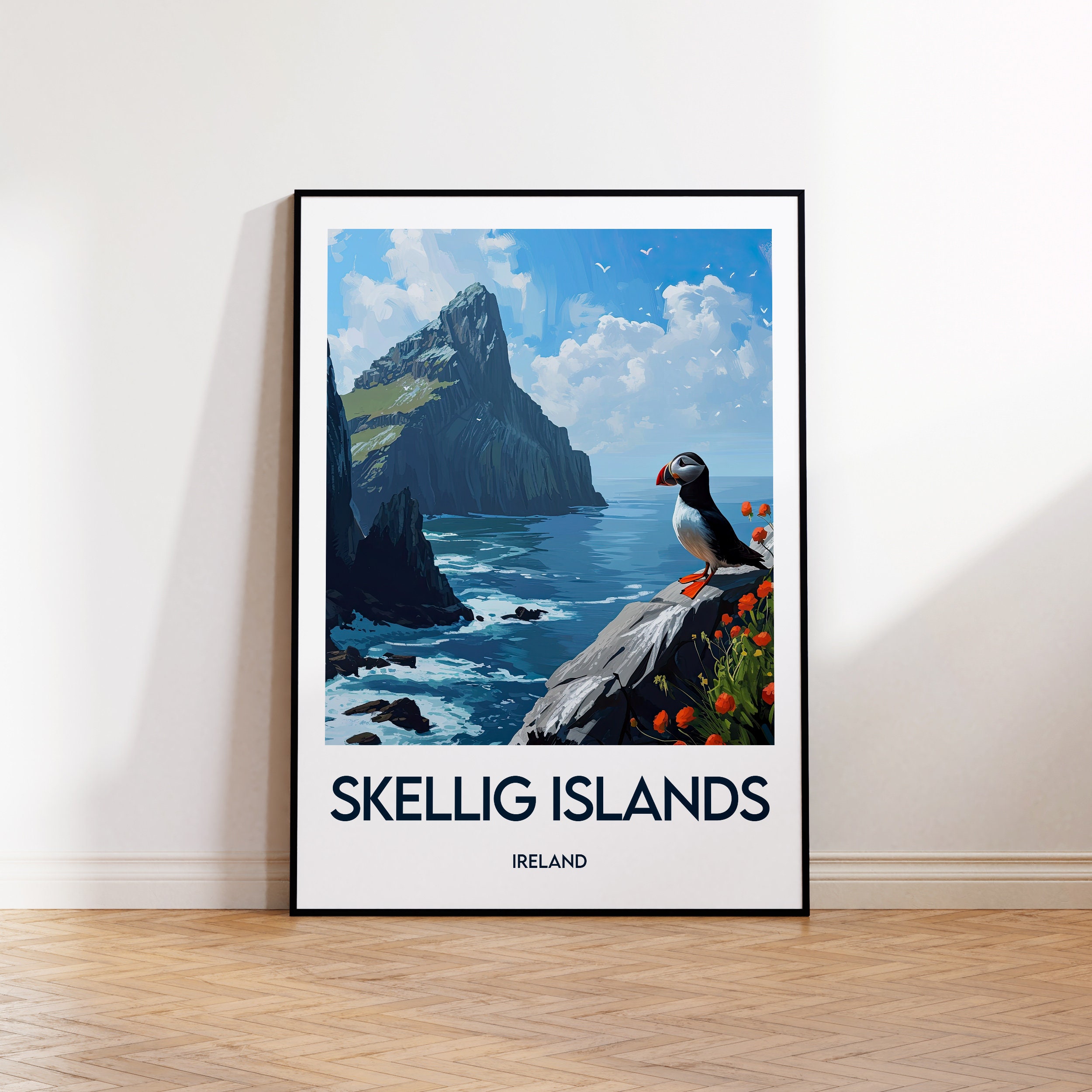 Skellig Island Travel Poster, Skellig Island Art Print, Skellig Islands ...