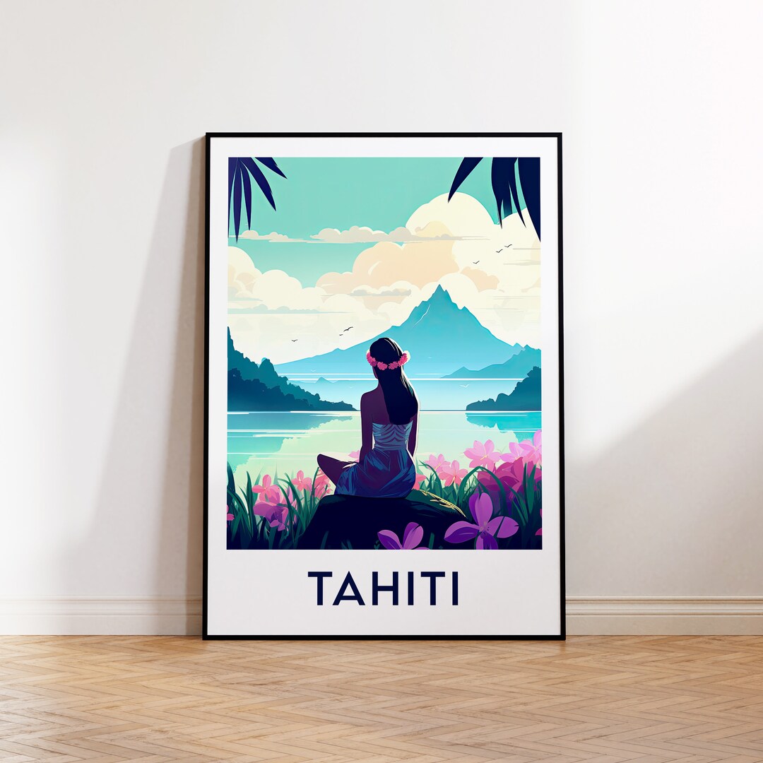 Tahiti Poster, Tahiti Art Print, Tahiti Polynésie française, Vintage ...