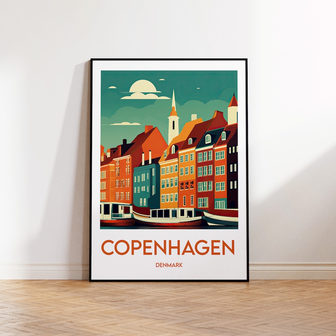 Copenhagen Print, Copenhagen Poster, København Wall Art, Danmark Retro ...