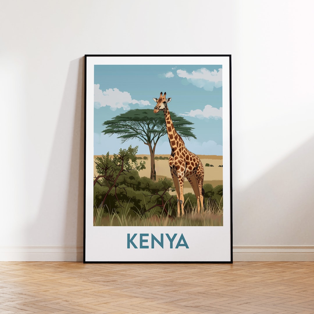 Kenya Poster, Kenya Safari Art Print, Customizable Kenya, Kenya Gift ...