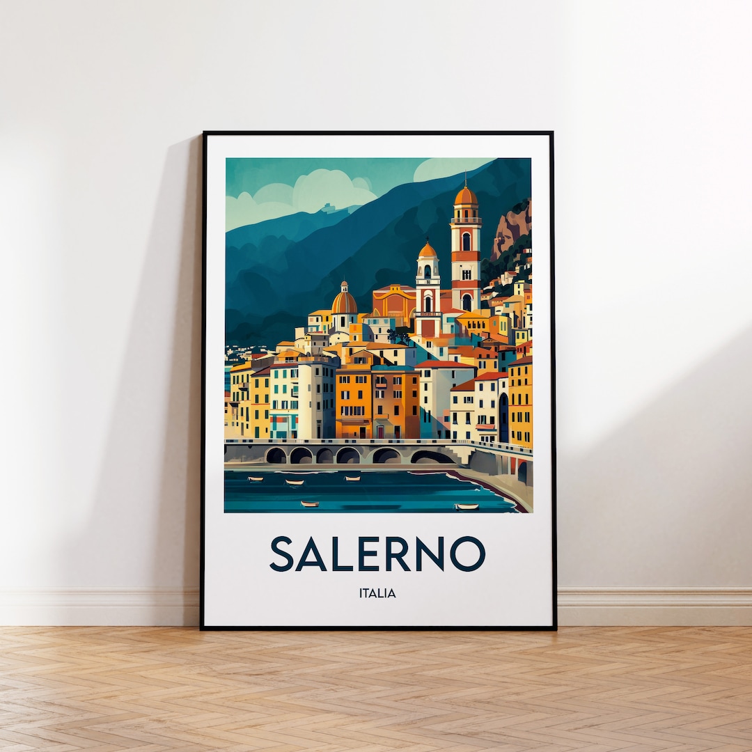 Salerno Poster, Salerno Kunstdruck, Salerno Italien Illustration ...