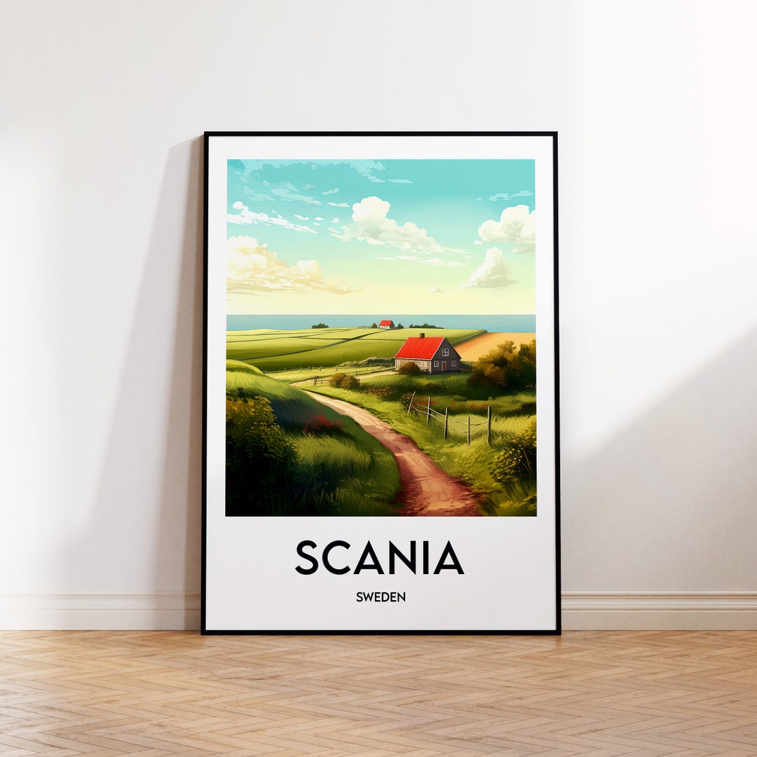 Scania Poster, Skane Print, Scania Sweden Illustration, Skåne Gift ...