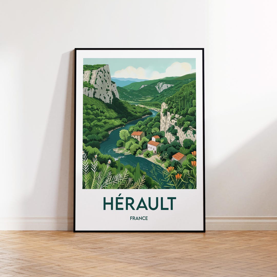 Hérault Poster, Herault Art Print, Hérault Region France, Vintage ...