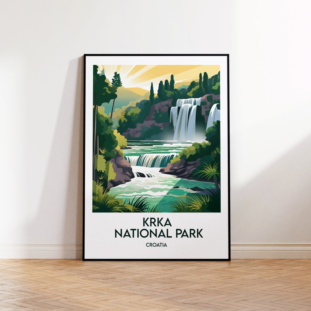 Krka National Park Print, Krka Poster, Krka River Wall Art, Krka Retro ...