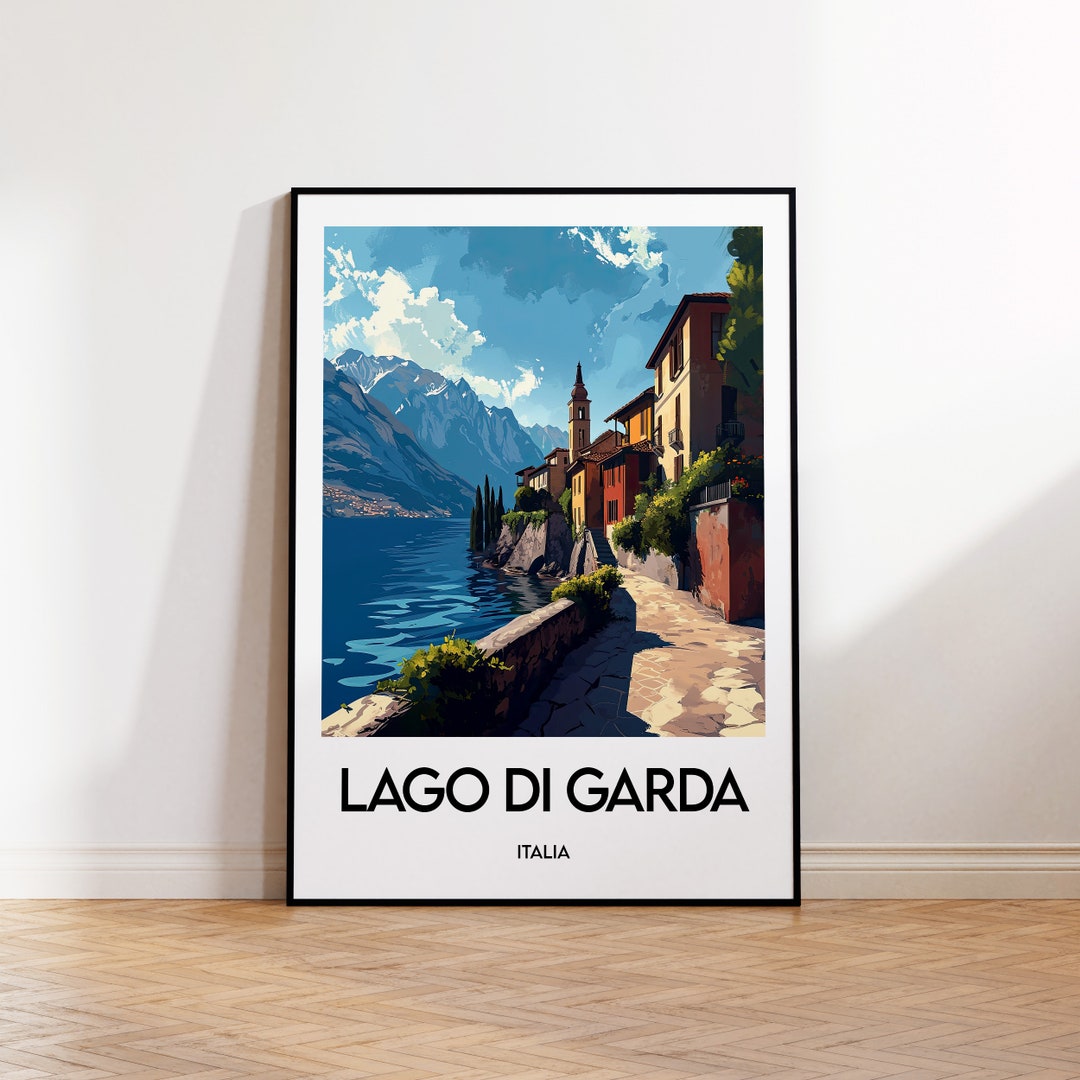 Lago Di Garda Poster, Lago Di Garda Print, Lake Garda Illustration ...