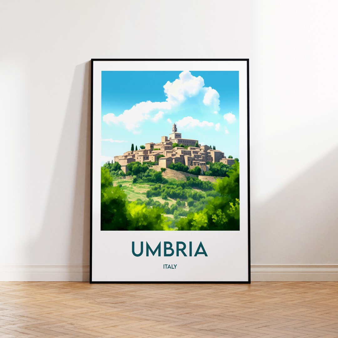Umbria Poster, Umbria Print, Umbria Italia, Umbria Italy Gift, Vintage ...