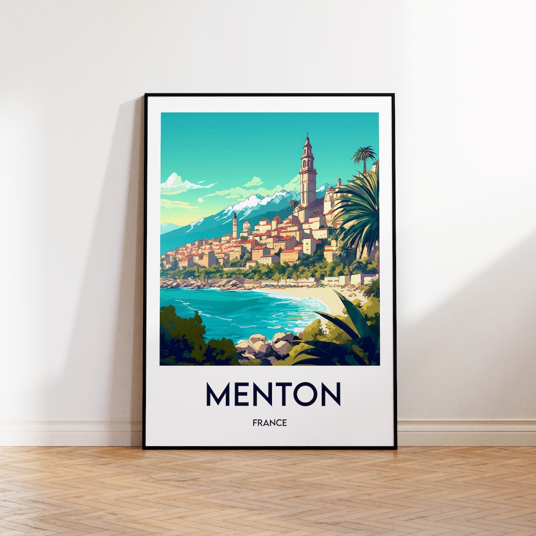 Menton Poster, Menton France Poster, Menton Print, Menton Illustration ...