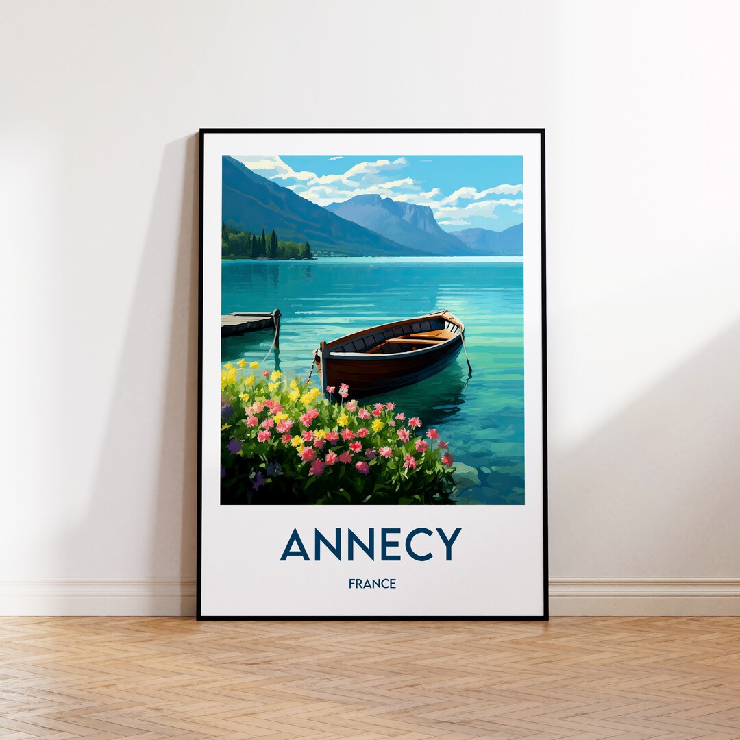 Annecy Poster, Annecy Lake Print, Lake Annecy Illustration, Annecy Gift ...