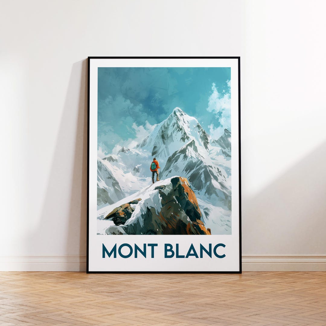 Mont Blanc Poster, Mont Blanc Art Print, Mont Blanc France, Vintage ...